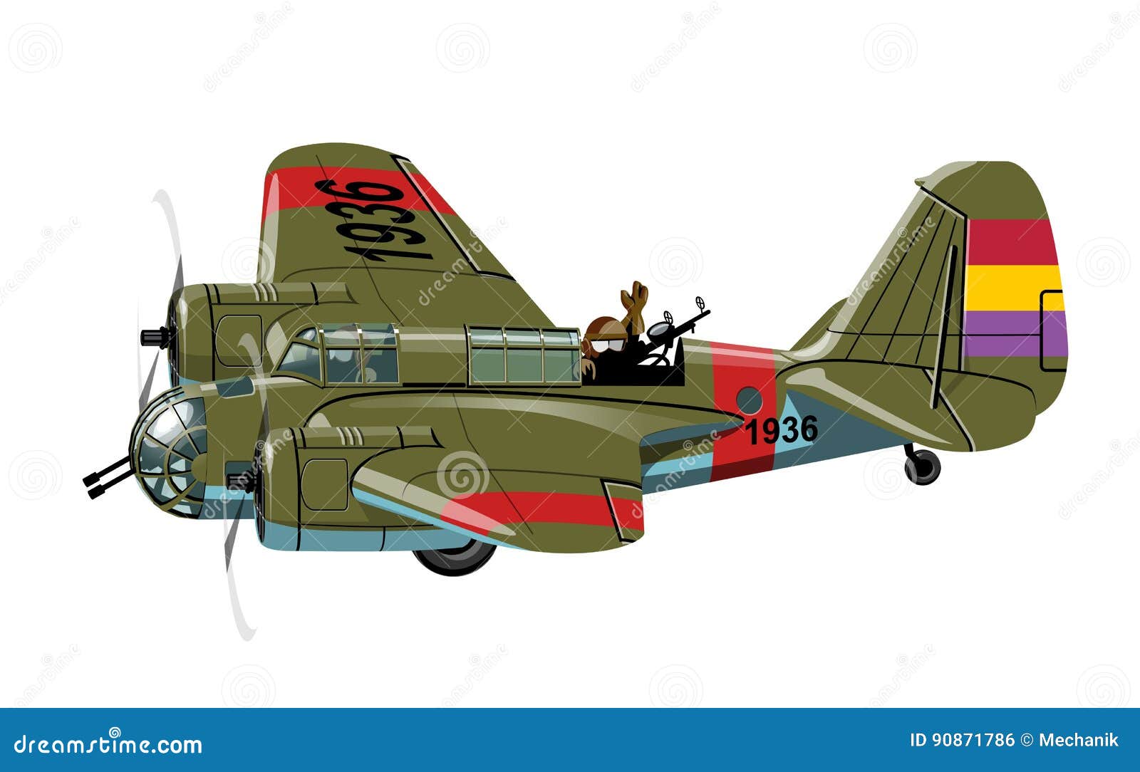 Cartoon retro bomber stock vector. Illustration of airplane - 90871786