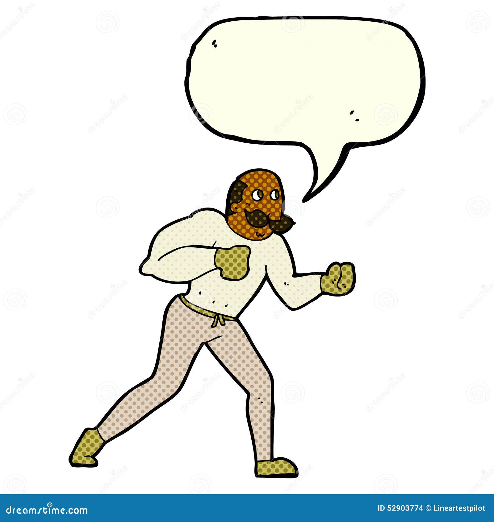 Cartoon Retro Boxer Man with Speech Bubble Stock Illustration ...
