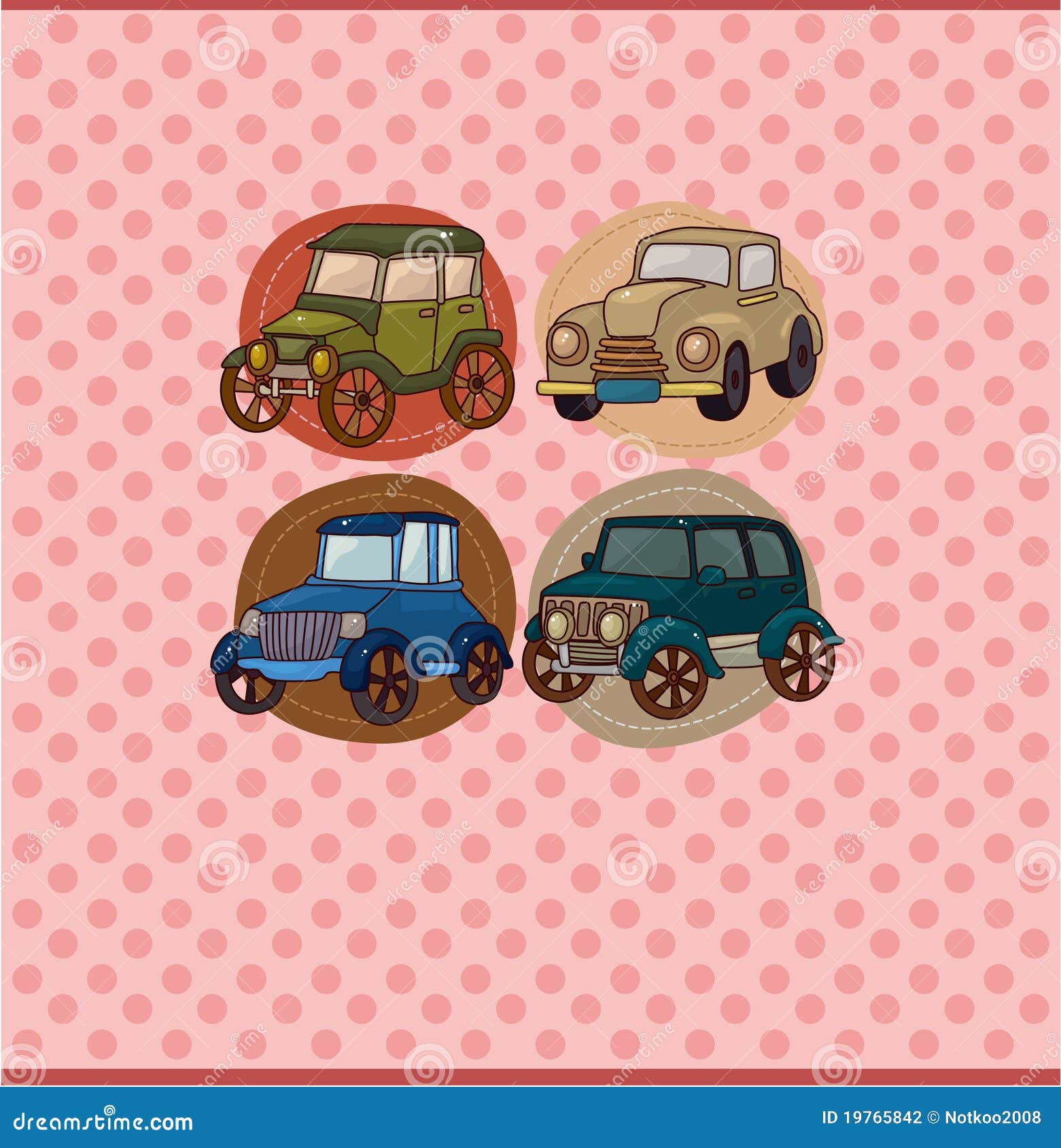Cartoon retro car card stock vector. Illustration of autos - 19765842