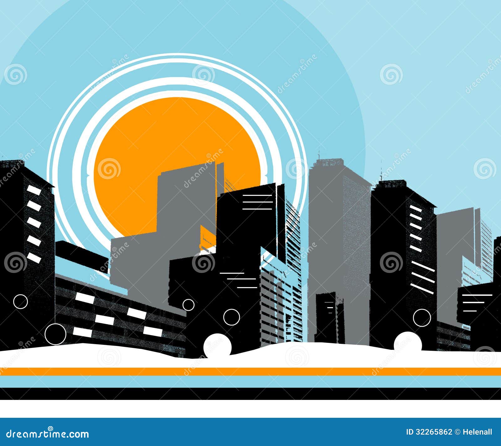 Cartoon retro city. stock illustration. Illustration of windows - 32265862