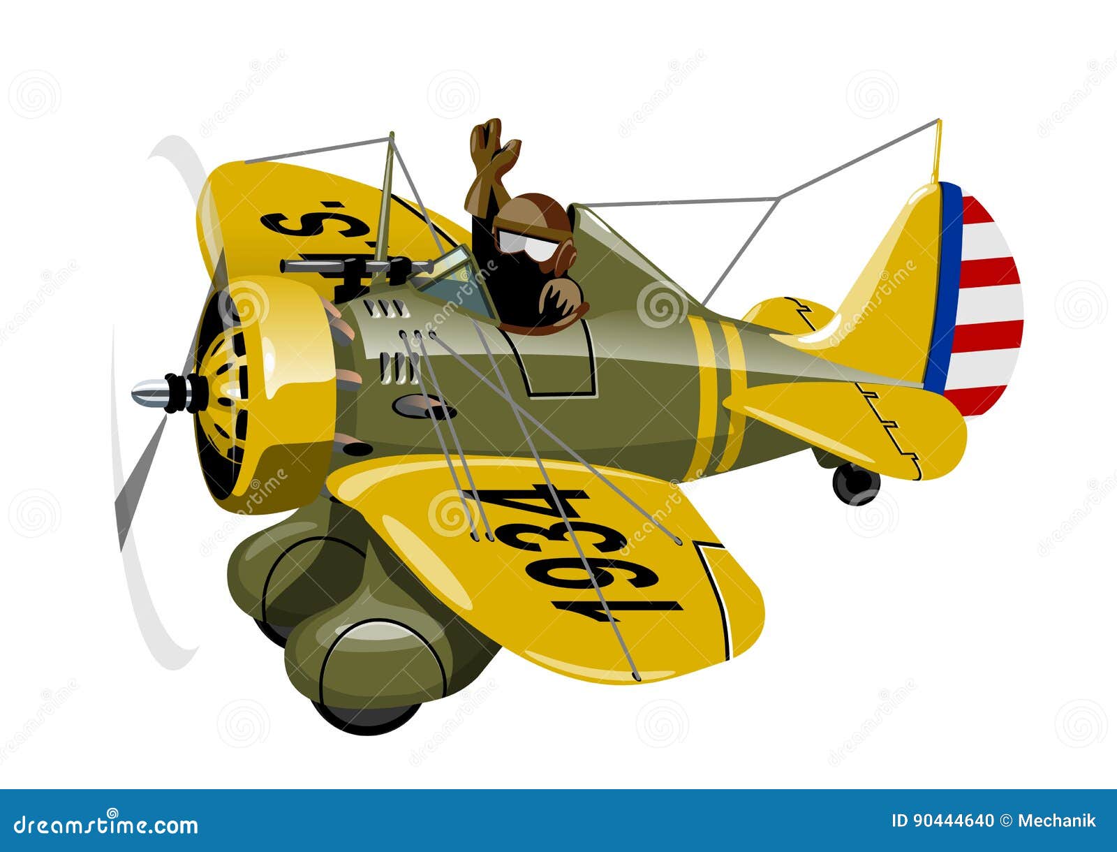 Cartoon Retro Fighter Plane Stock Vector - Illustration of funny ...