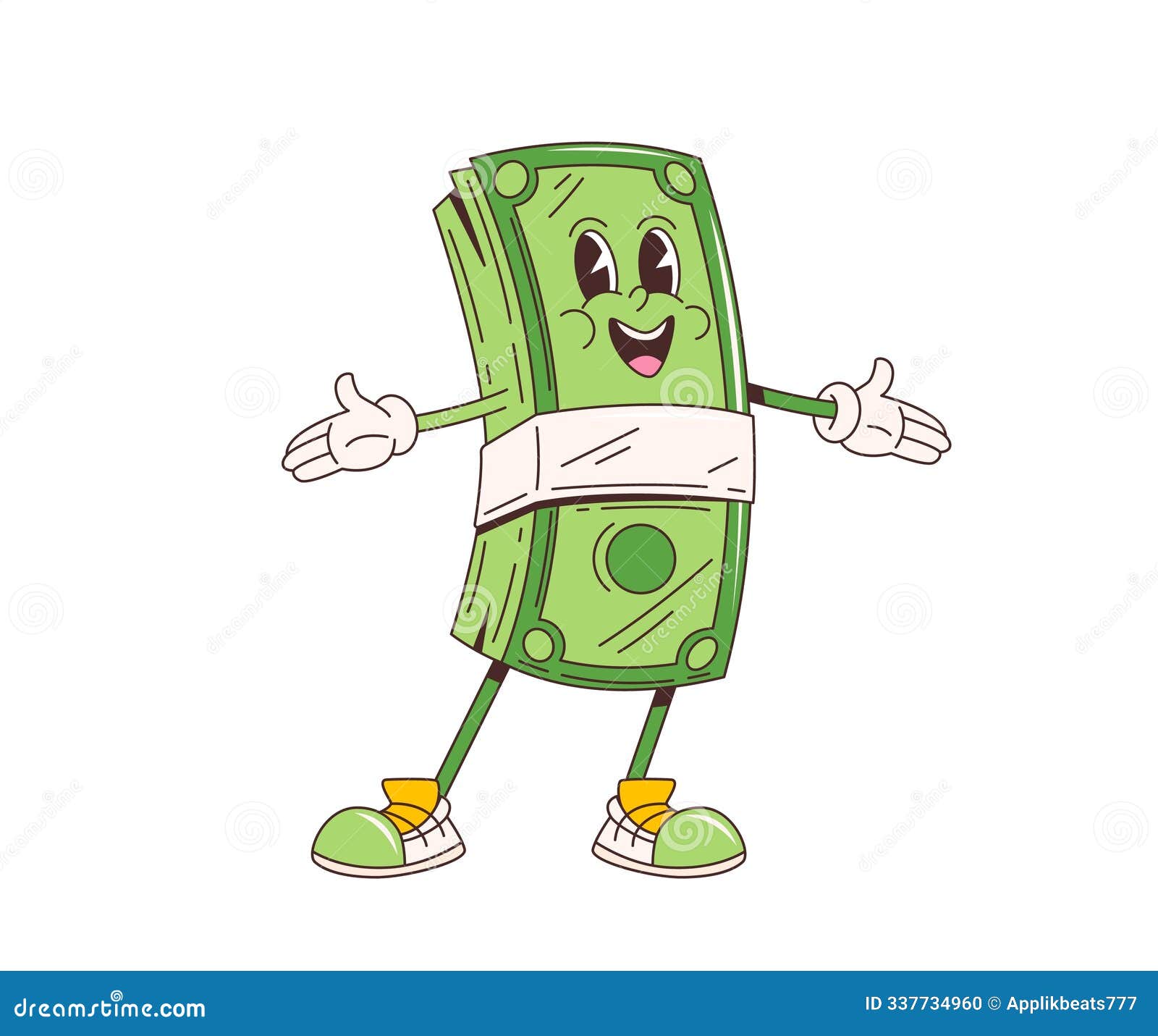 Cartoon Retro Groovy Dollars Stack Funky Character Stock Vector ...