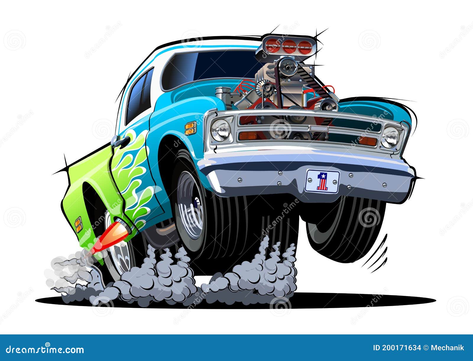 Cartoon Retro Hot Rod Isolated on White Background Stock Vector ...