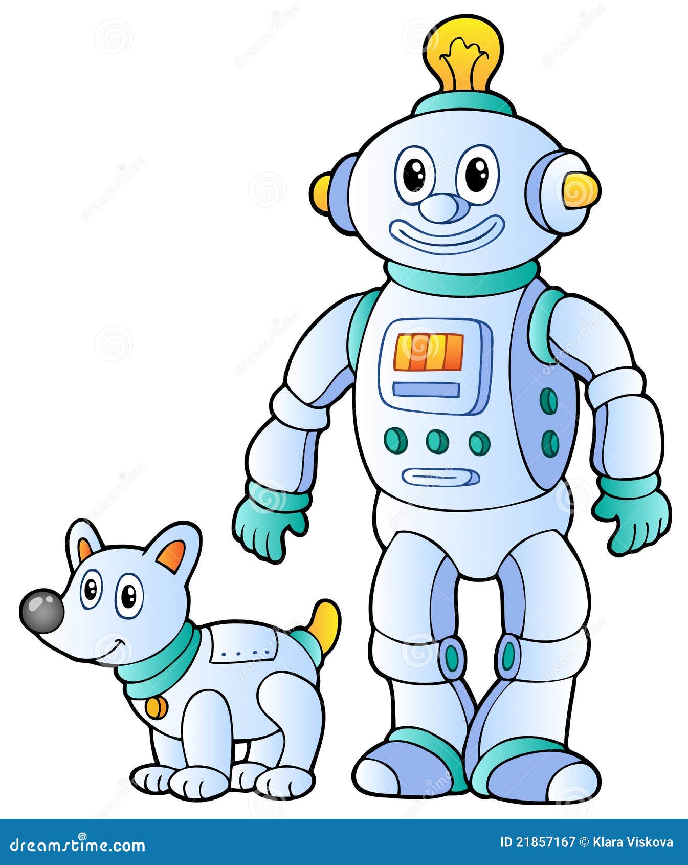 Retro Robot On White Background With Clipping Mask Stock Image ...
