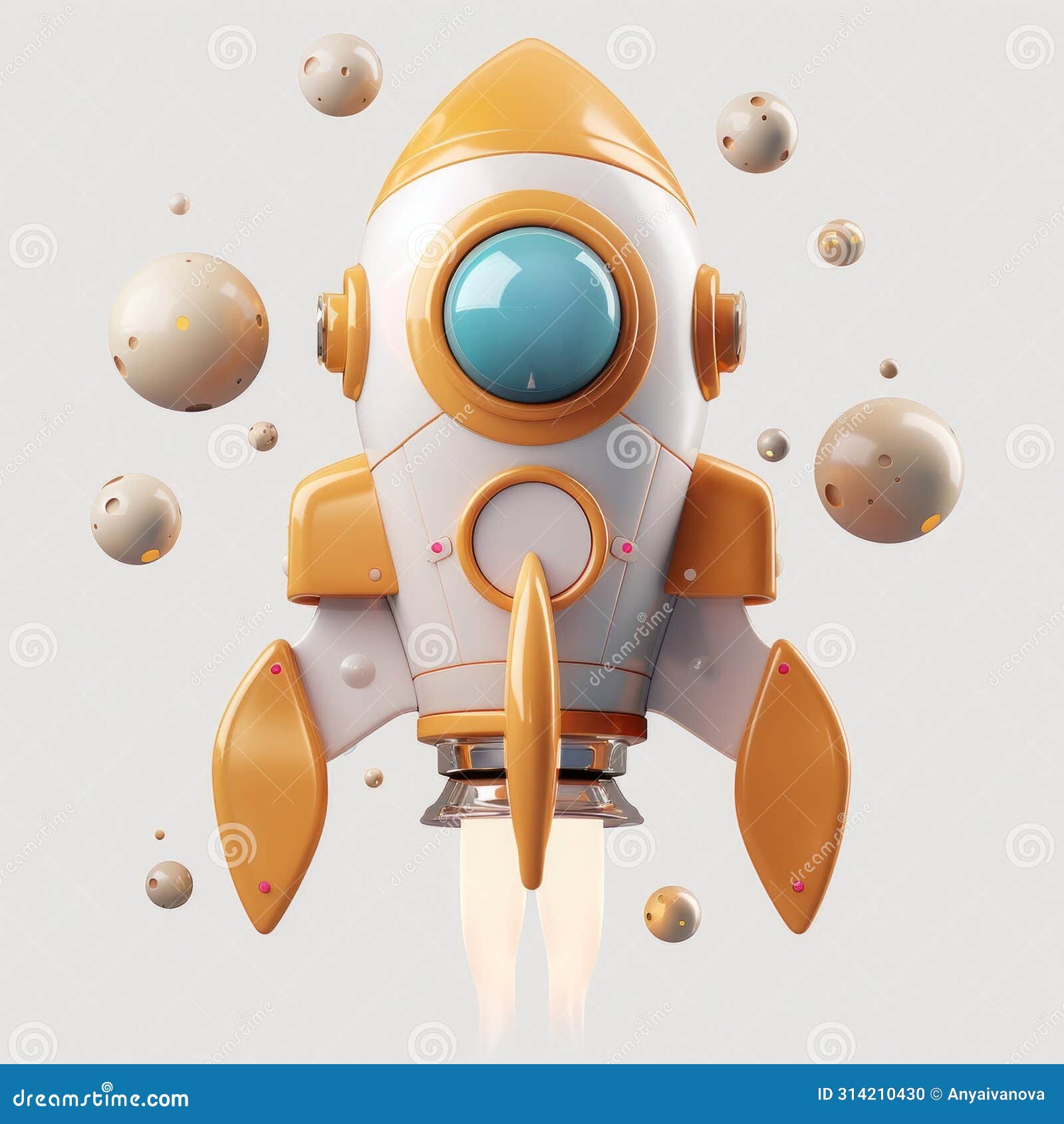 Cartoon Retro Rocket Launch Isolated on White Background Stock Photo ...
