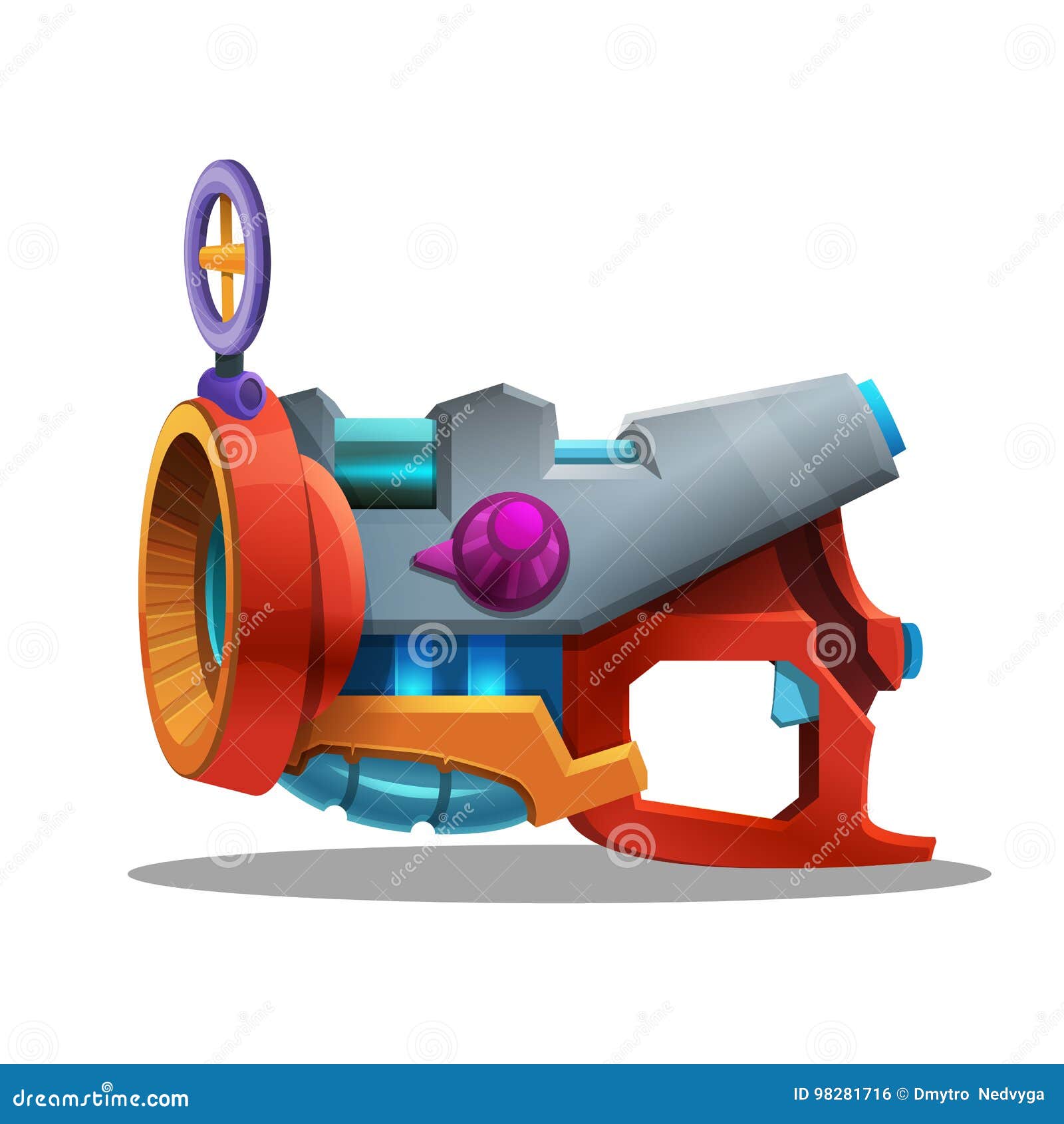 Cartoon Retro Space Blaster, Ray Gun, Laser Weapon. Vector Illustration ...