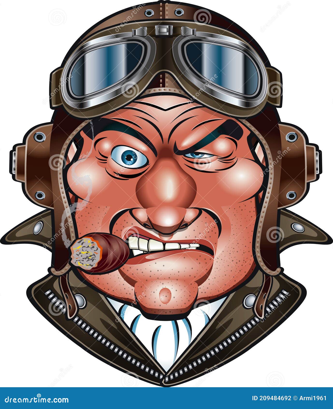 Cartoon Retro Style Fighter Pilot Stock Vector - Illustration of ...