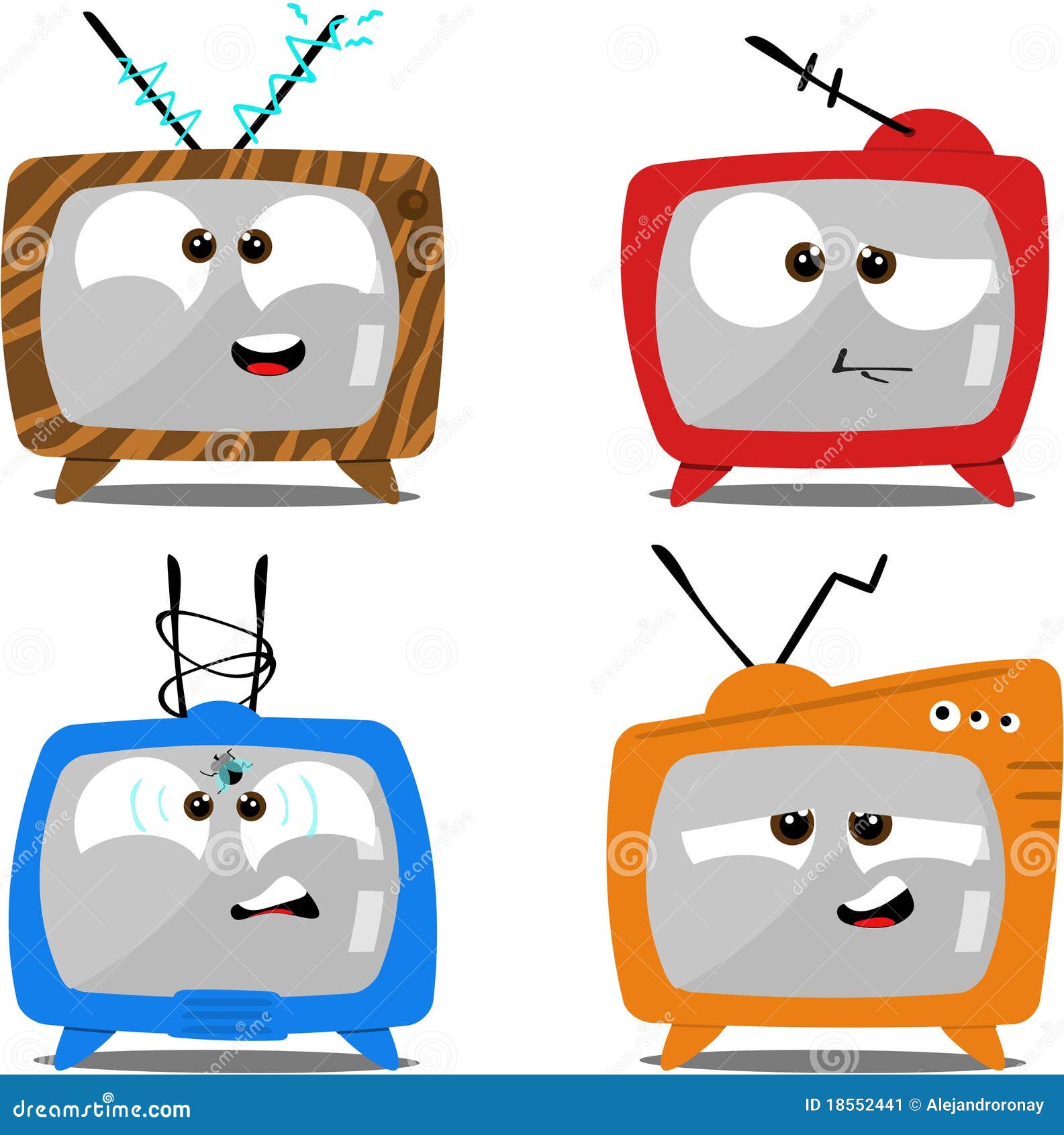 Cartoon Retro TV sets stock illustration. Illustration of living - 18552441