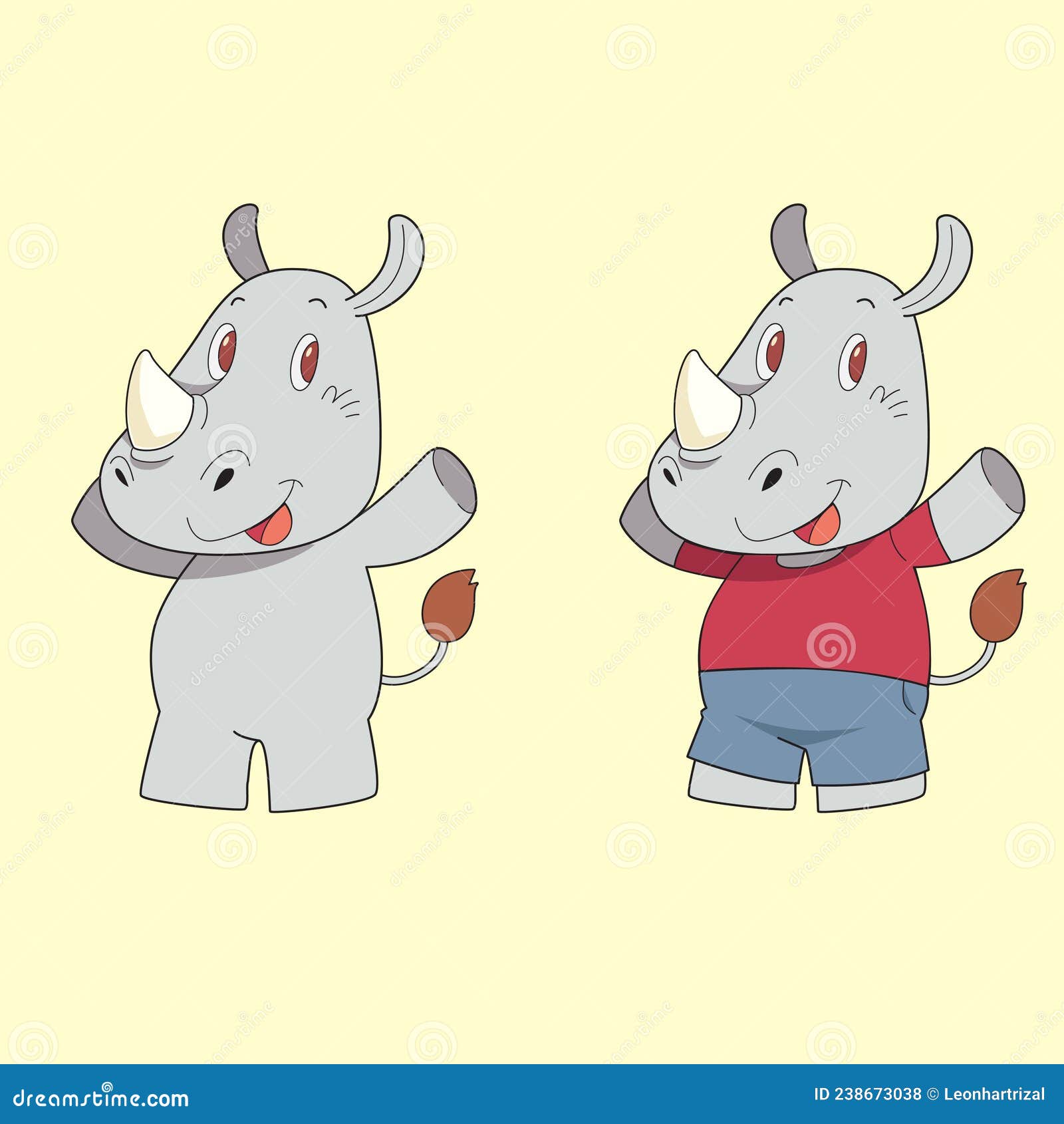 Cartoon rhino mascot stock vector. Illustration of rhinoceros - 238673038