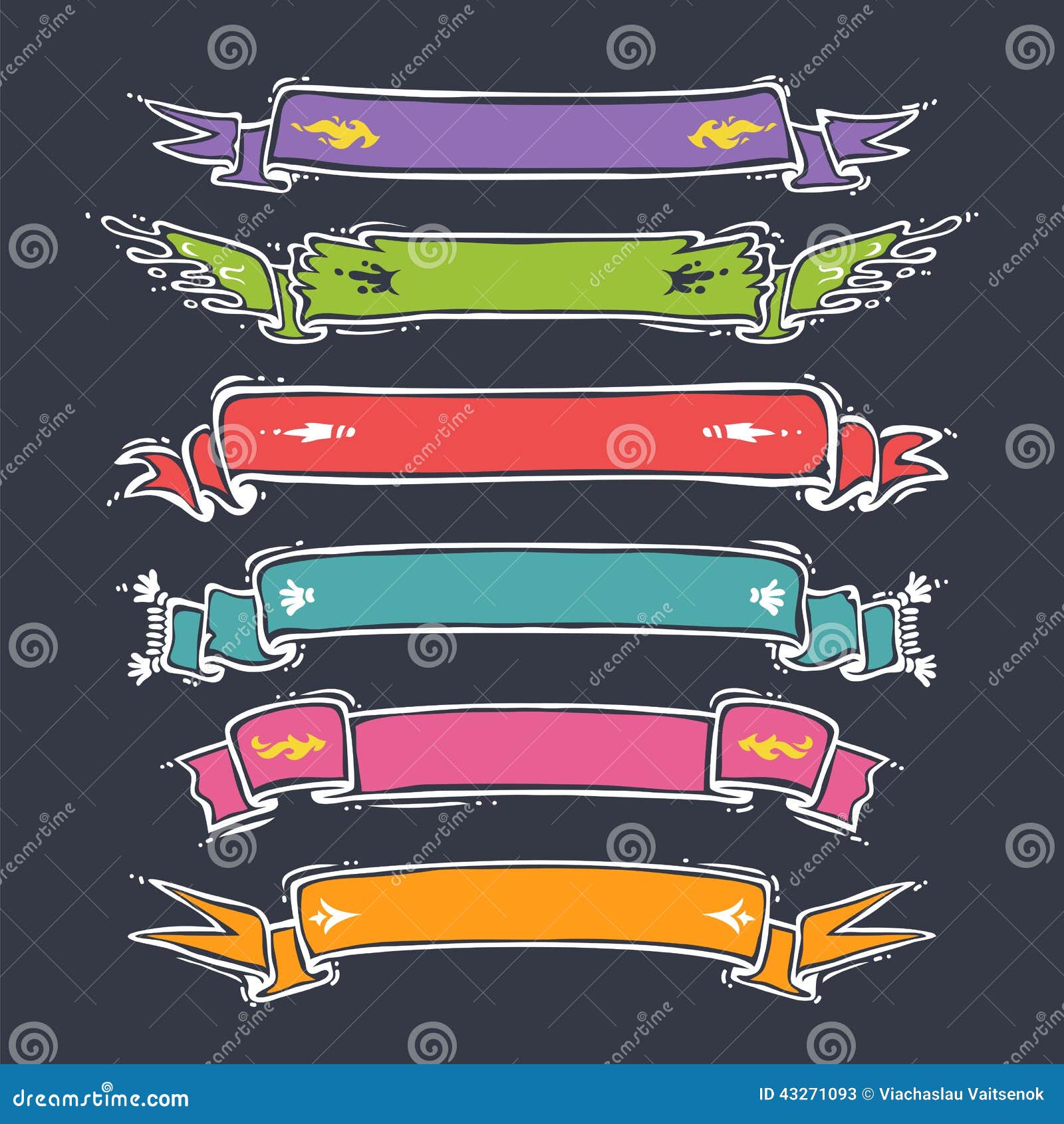 Cartoon Ribbons Set stock vector. Illustration of pennant - 43271093