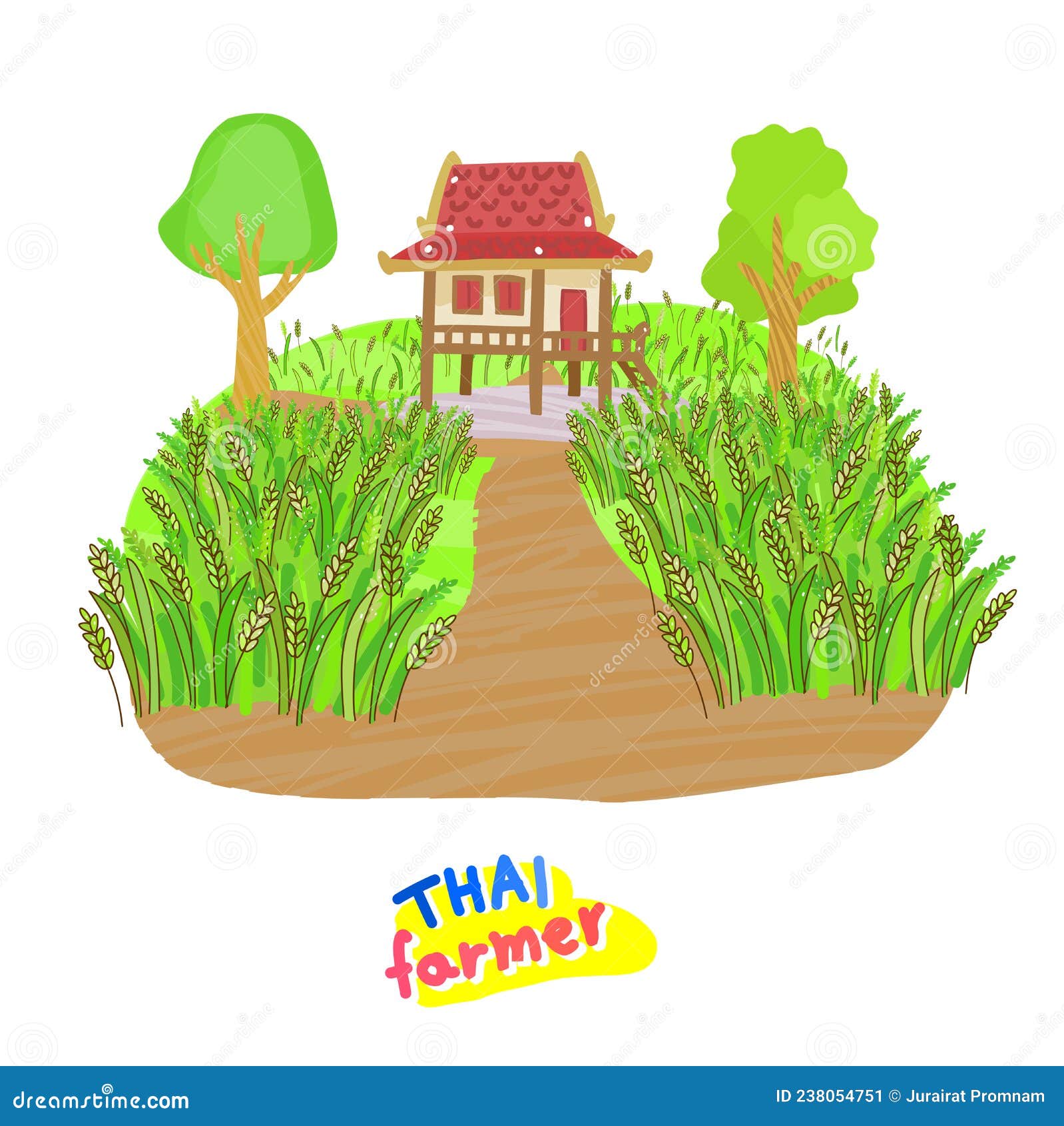 Cartoon Rice in Farmer Vector Stock Vector - Illustration of fresh ...
