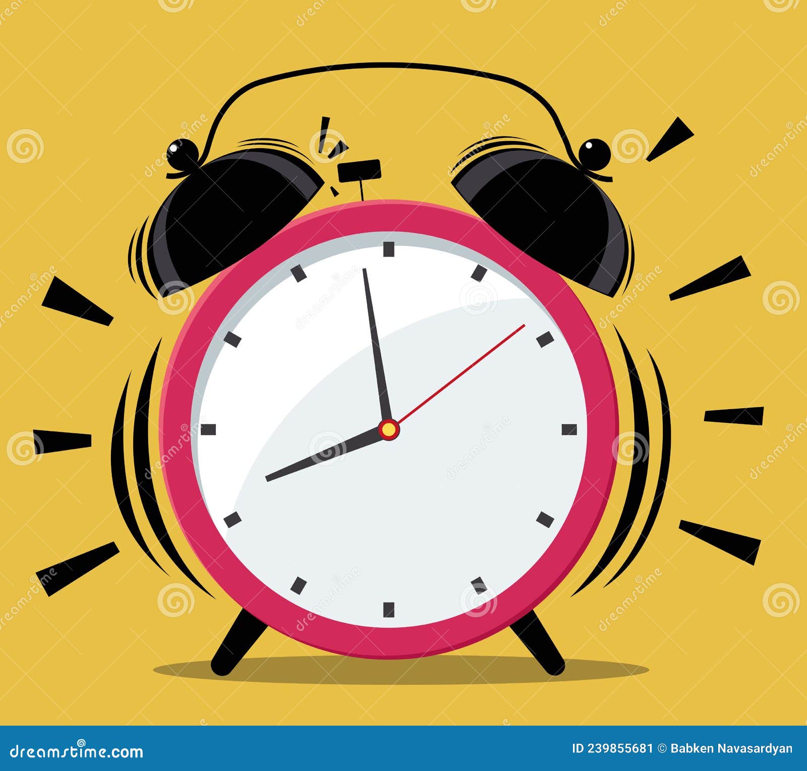Cartoon Ringing Alarm Clock Illustration Stock Vector - Illustration of ...