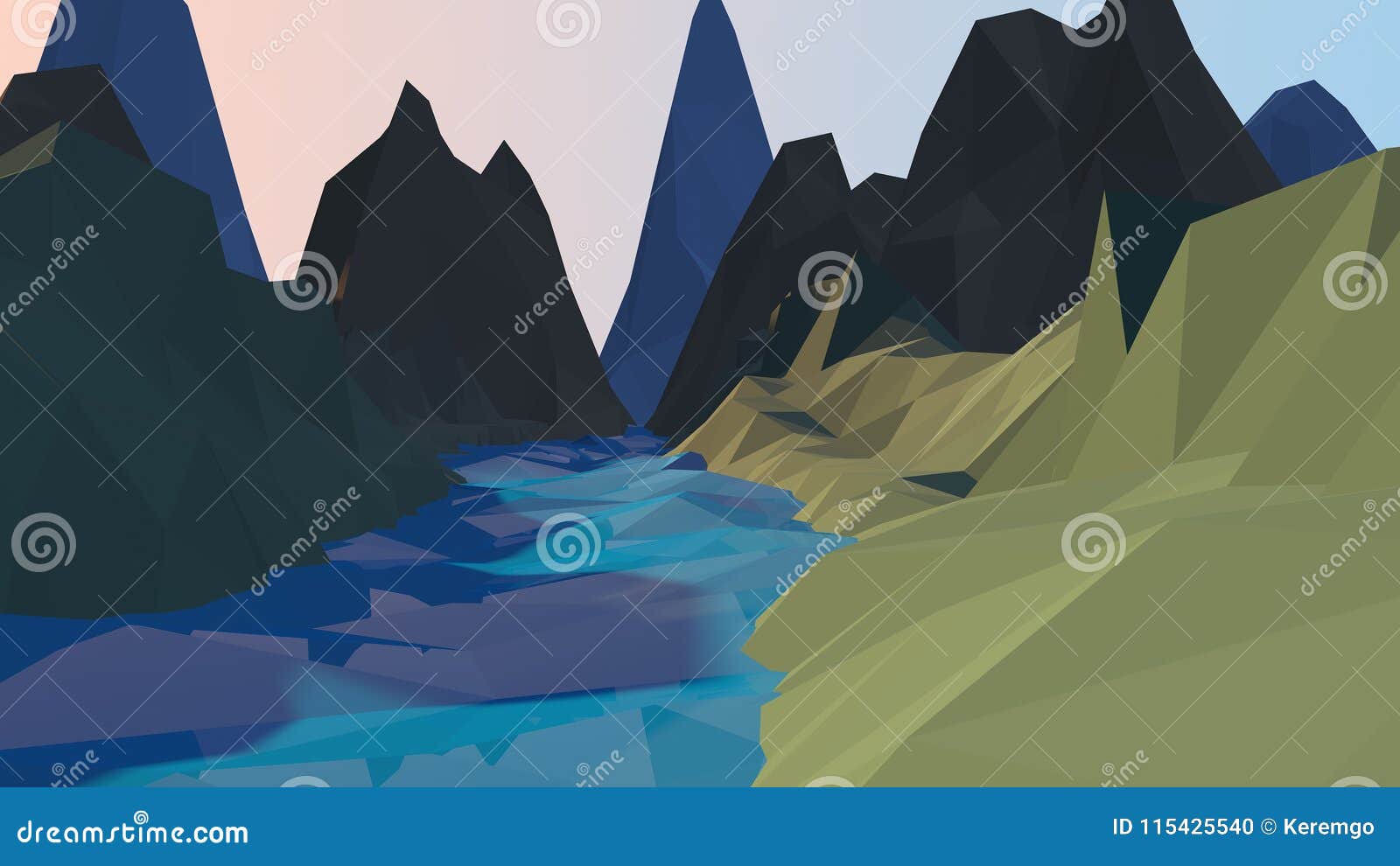 Cartoon River Waterfall. Vector Illustration | CartoonDealer.com #200631578