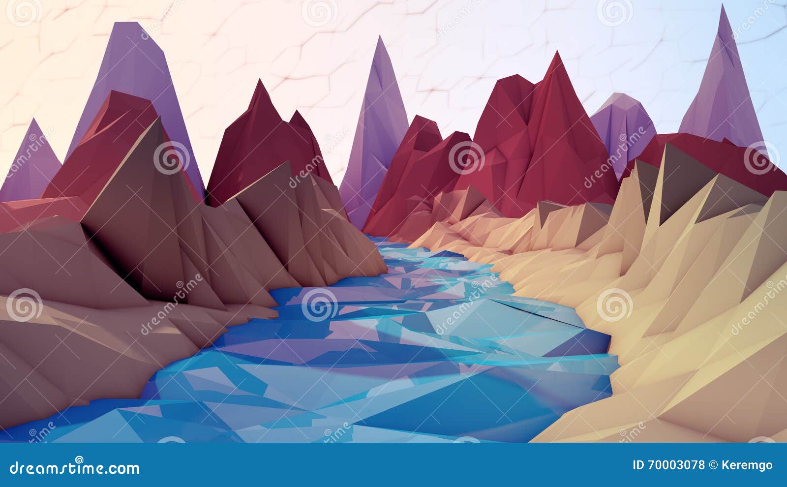 Cartoon River and Mountains Stock Illustration - Illustration of light ...