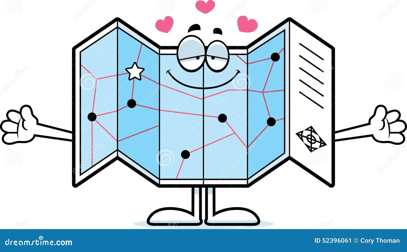 Cartoon Road Map Hug stock vector. Illustration of folded - 52396061