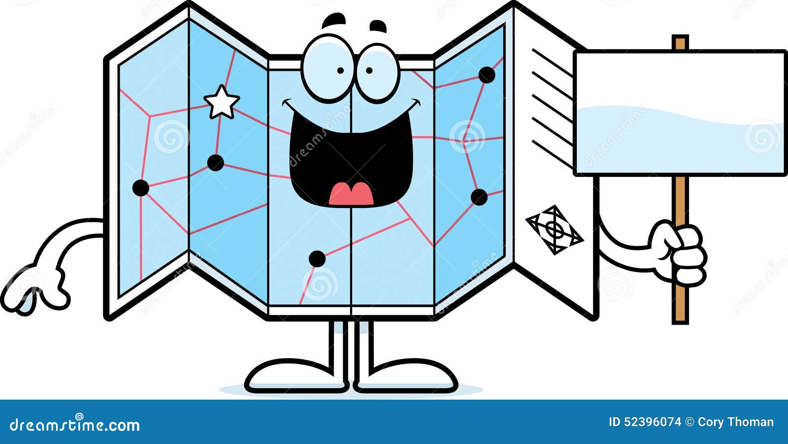 Cartoon Road Map Sign stock vector. Illustration of paper - 52396074