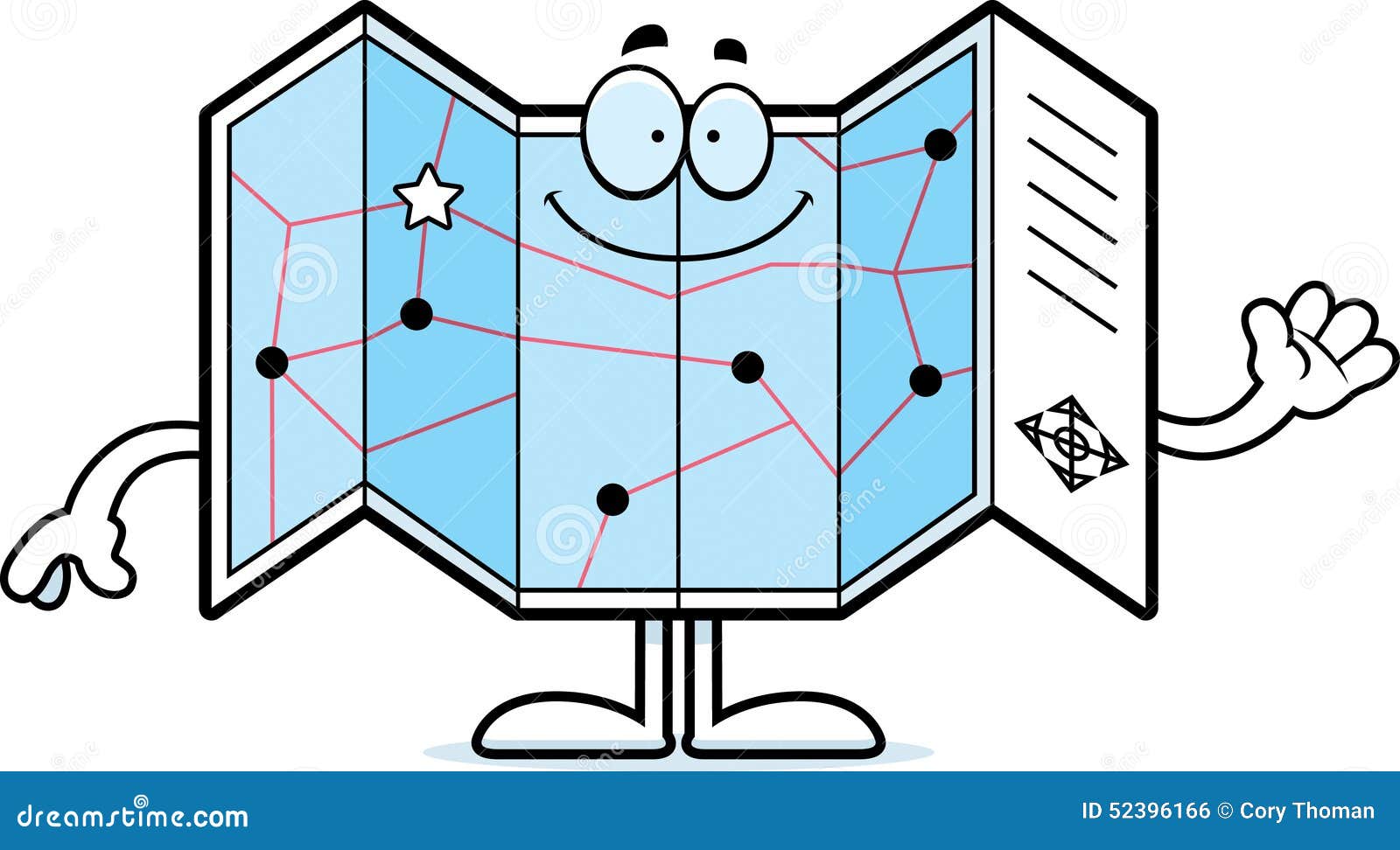 Cartoon Road Map Waving stock vector. Illustration of route - 52396166