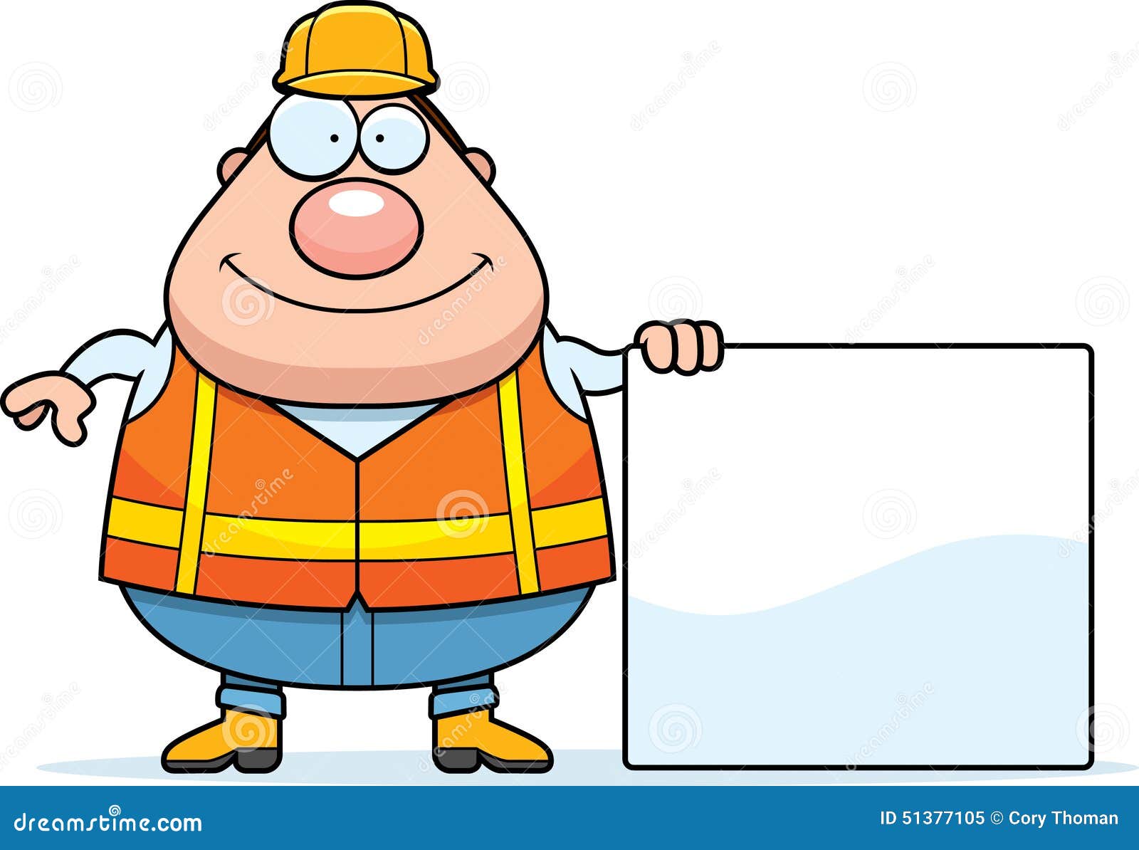 Cartoon Road Worker Sign Stock Vector - Image: 51377105