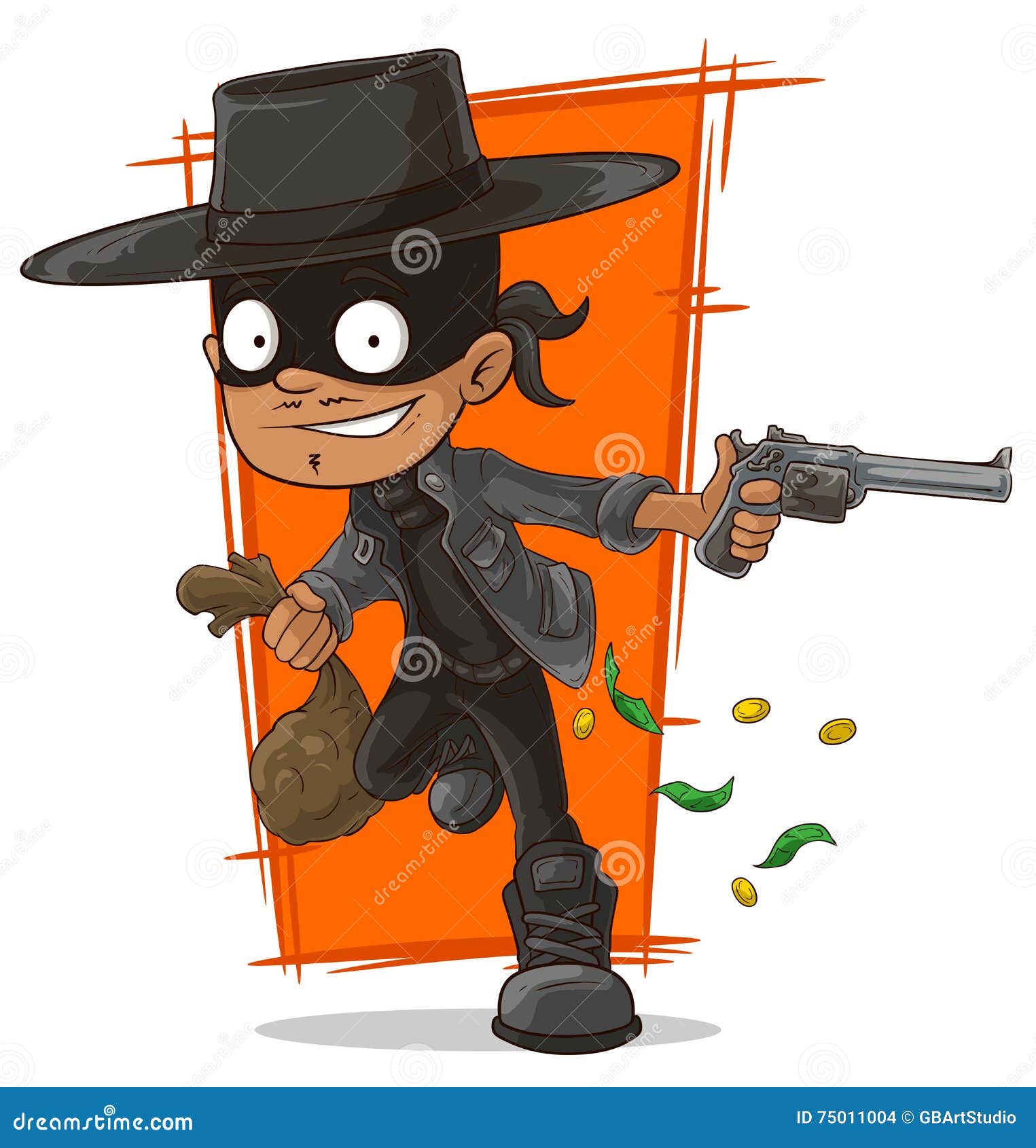 Cartoon Robber in Mask and Hat Stock Vector - Illustration of crime ...