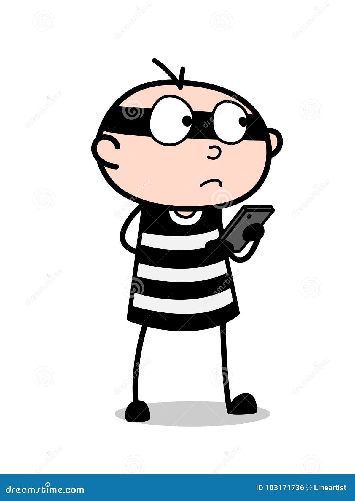 Cartoon Robber Surprised Face after Reading Message Stock Illustration ...