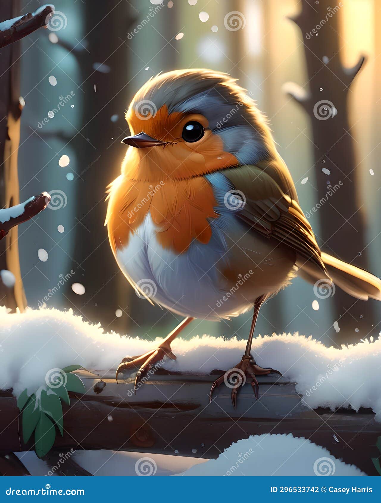 Cartoon Robin in the snow stock illustration. Illustration of santa ...