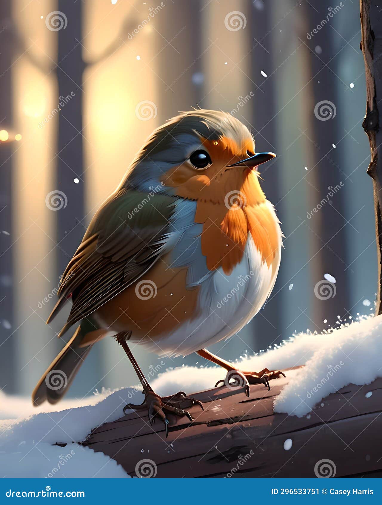 Cartoon Robin in the snow stock image. Image of nose - 296533751