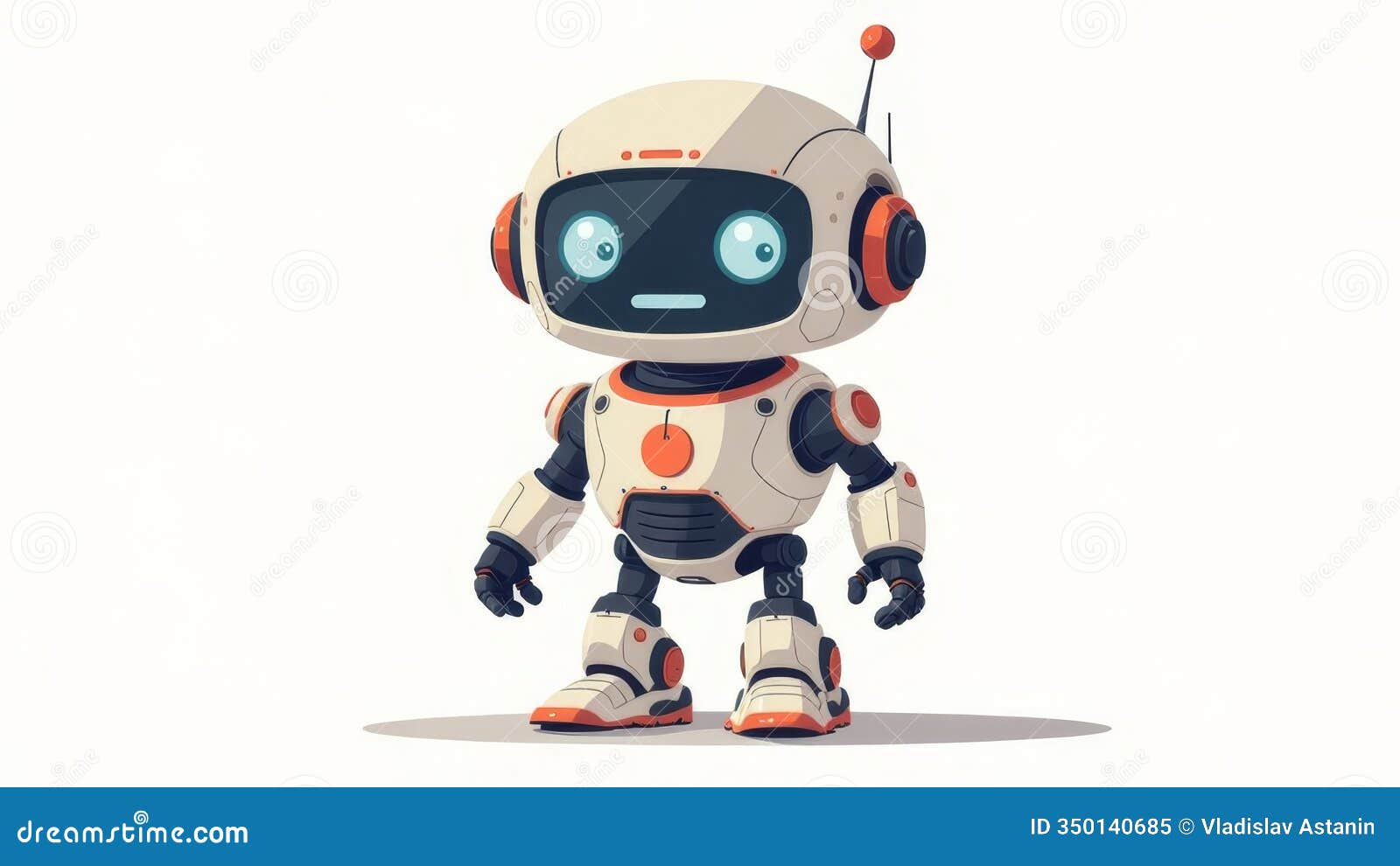 Cartoon Robot Baby on White Background Stock Illustration ...