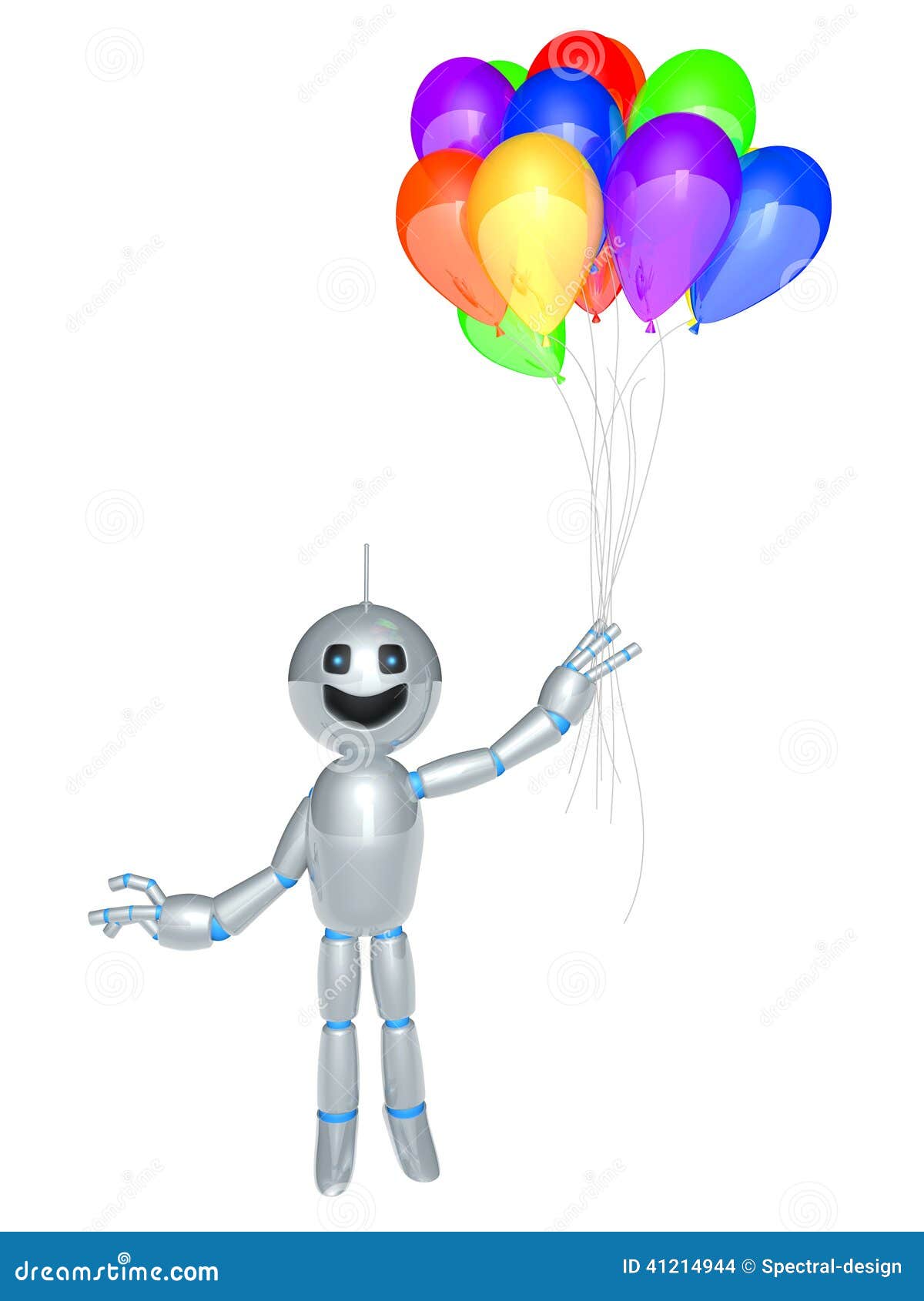 Cartoon Robot with Balloons Stock Illustration - Illustration of enjoy ...