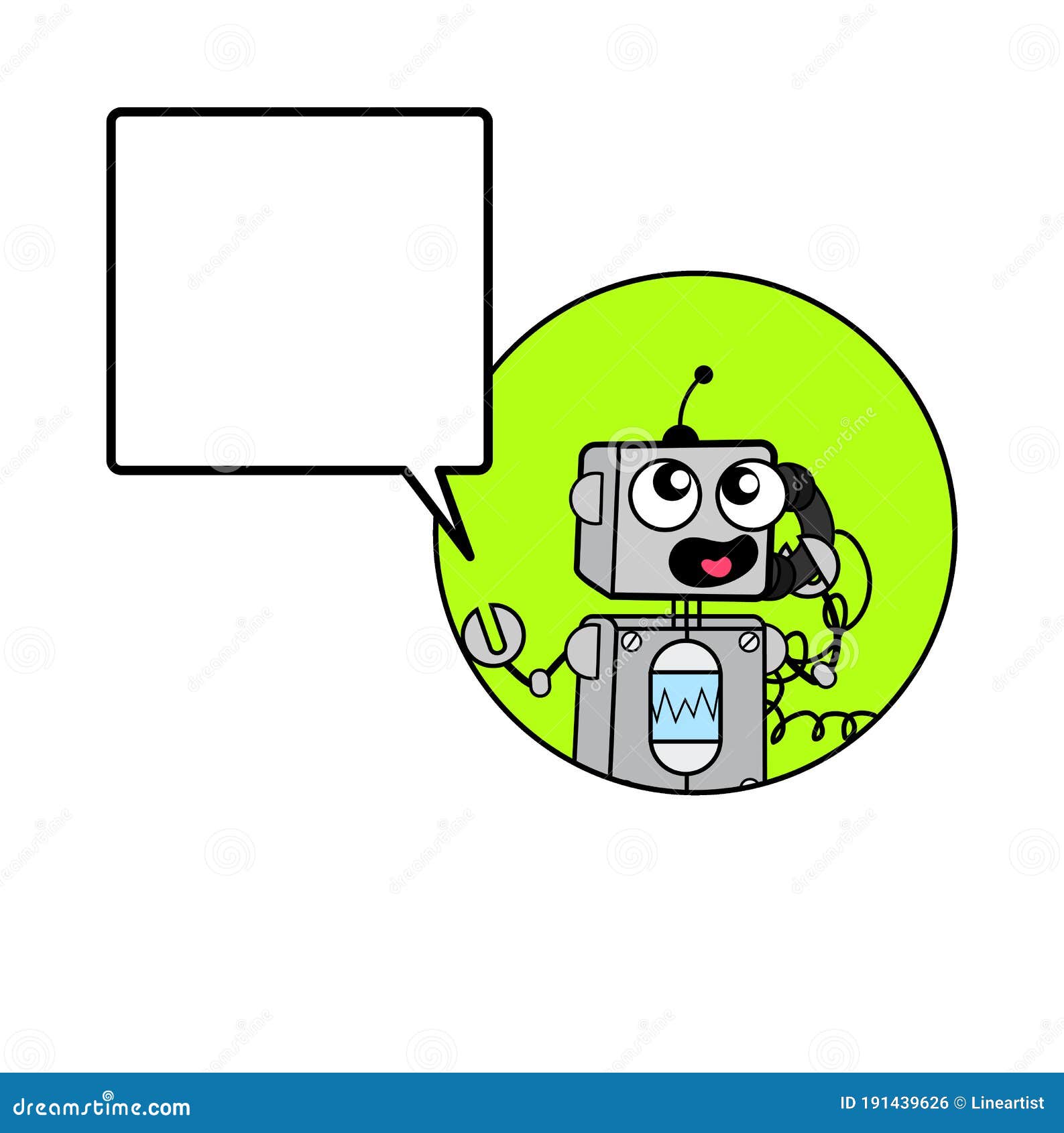 Cartoon Robot Calling on Cell Phone Stock Illustration - Illustration ...