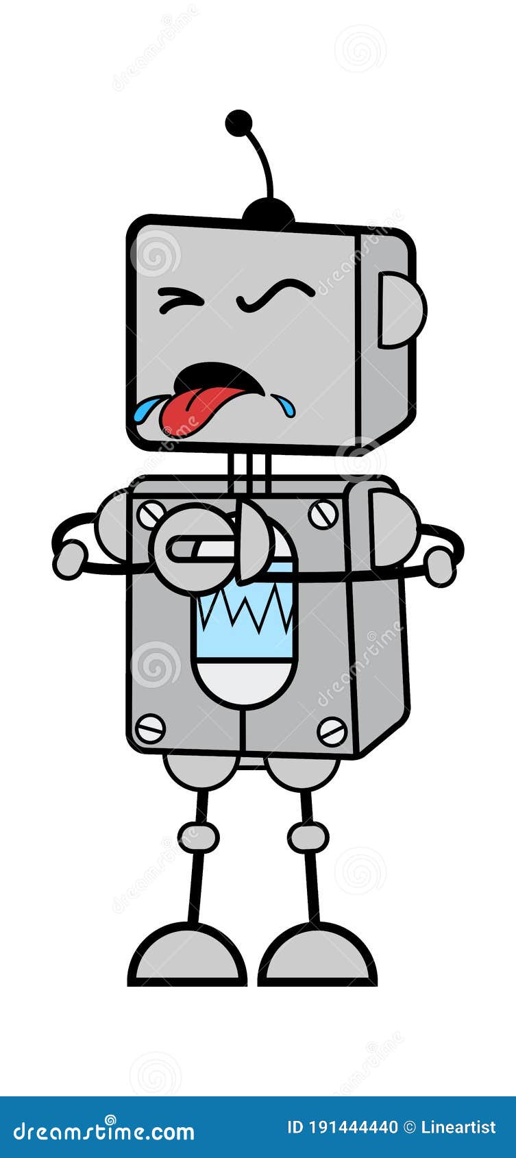 Cartoon Robot Choking stock illustration. Illustration of comic - 191444440