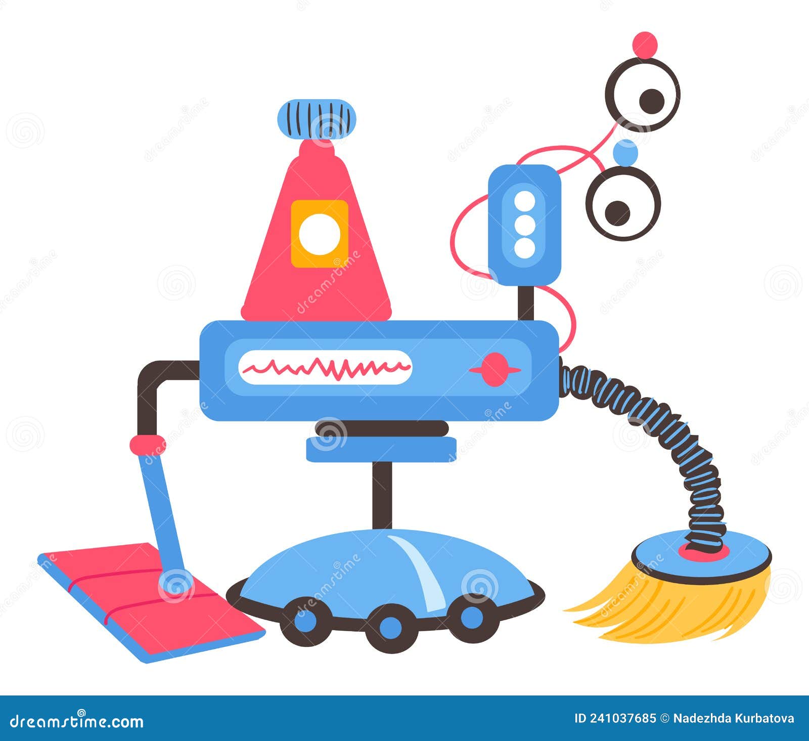 Cartoon Robot Cleaner. Funny Automatic Machine Toy Stock Vector ...