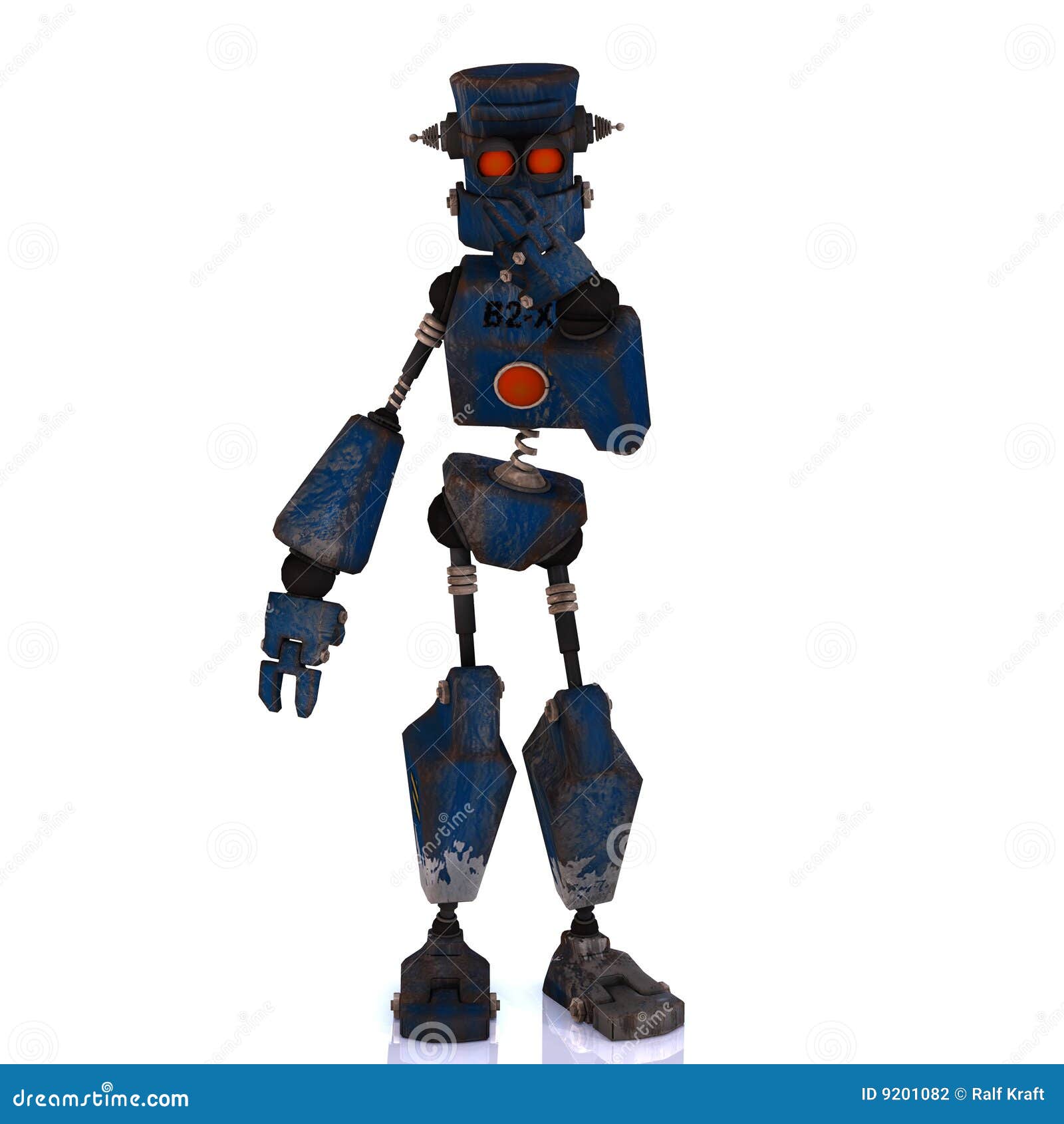 Cartoon Robot with Expressive Emotion in His Face Stock Illustration ...