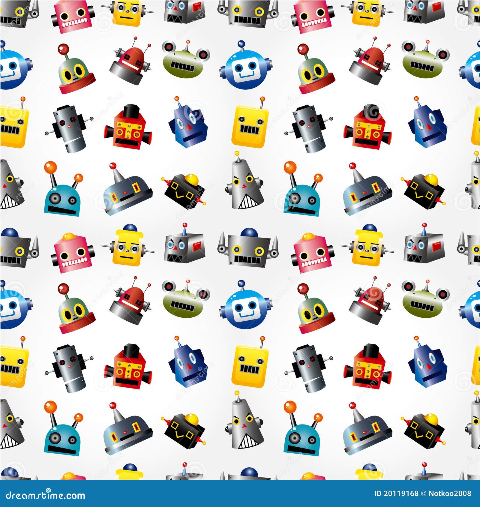 Cartoon Robot Face Seamless Pattern Stock Vector - Illustration of ...