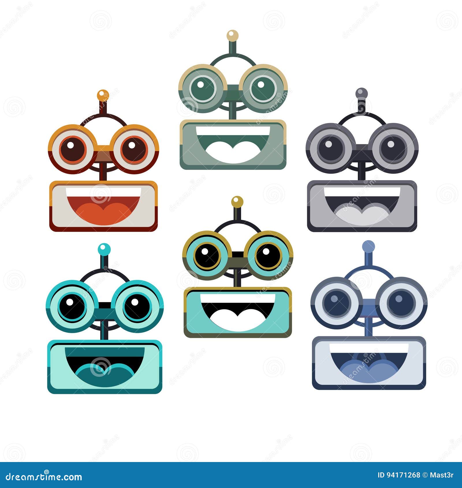 Cartoon Robot Face Smiling Cute Emotion Open Mouth Chat Bot Icon Set ... Cartoon Robot Face Smiling Cute Emotion Open Mouth Chat Bot Icon Set ...