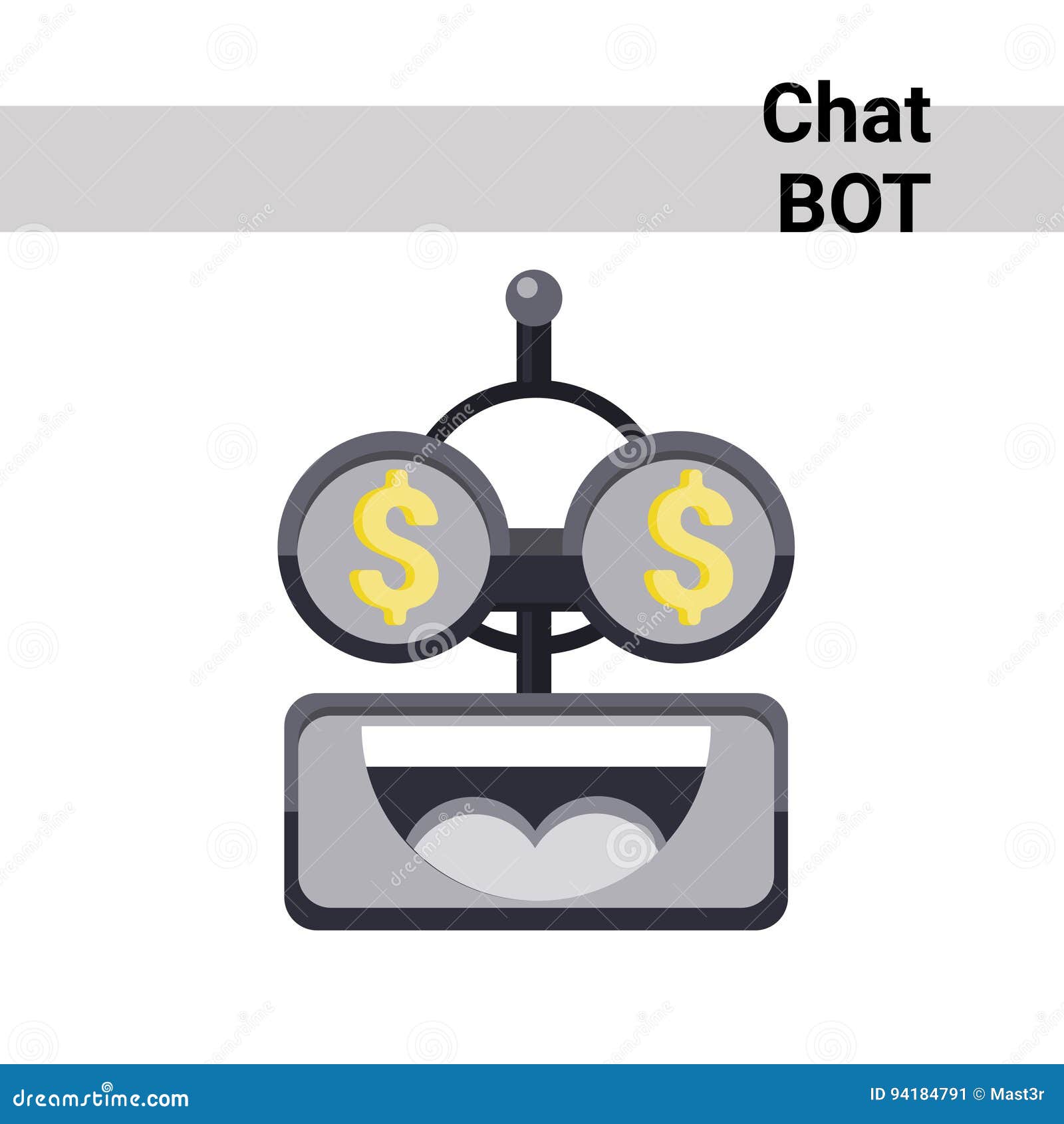 Cartoon Robot Face Smiling Cute Emotion Rich Chat Bot Icon Stock Vector ...