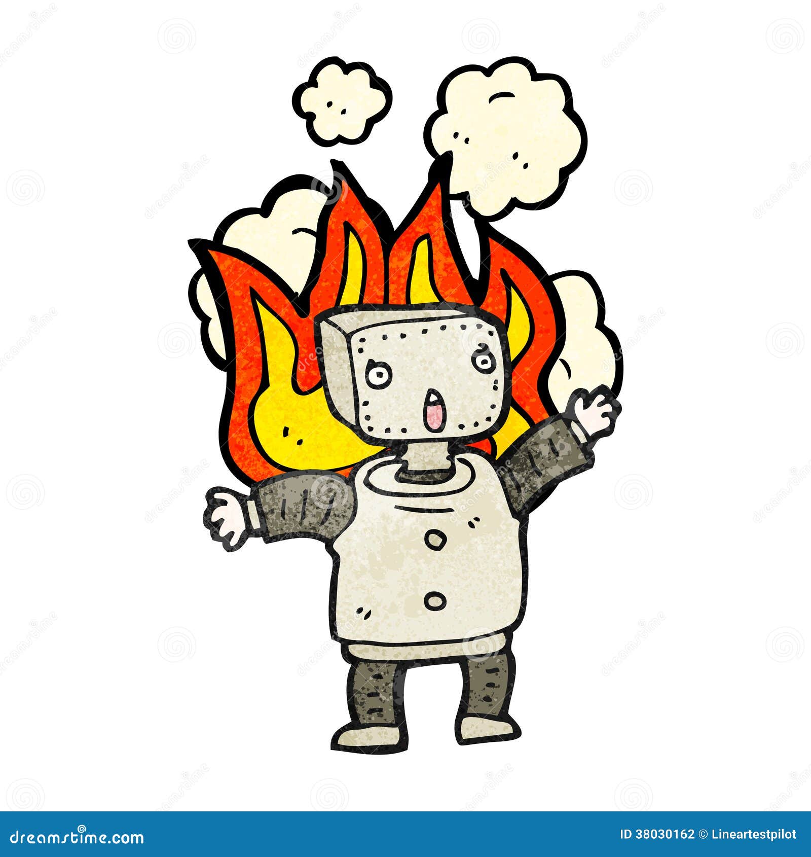 Cartoon robot on fire stock vector. Illustration of cartoon - 38030162