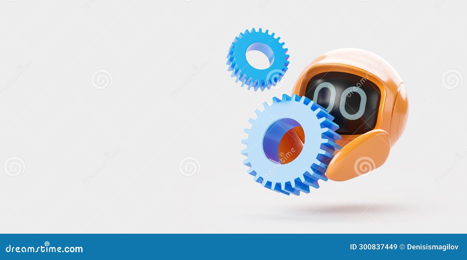 Cartoon Robot with Gear Helping or Supporting, AI Technology Stock ...