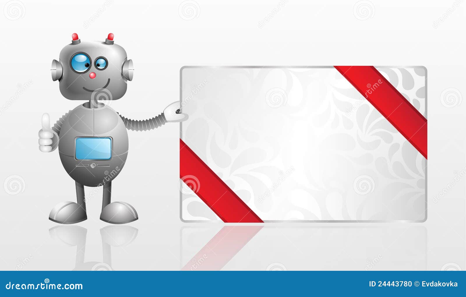 Cartoon Robot with Gift Card Stock Vector - Illustration of control ...
