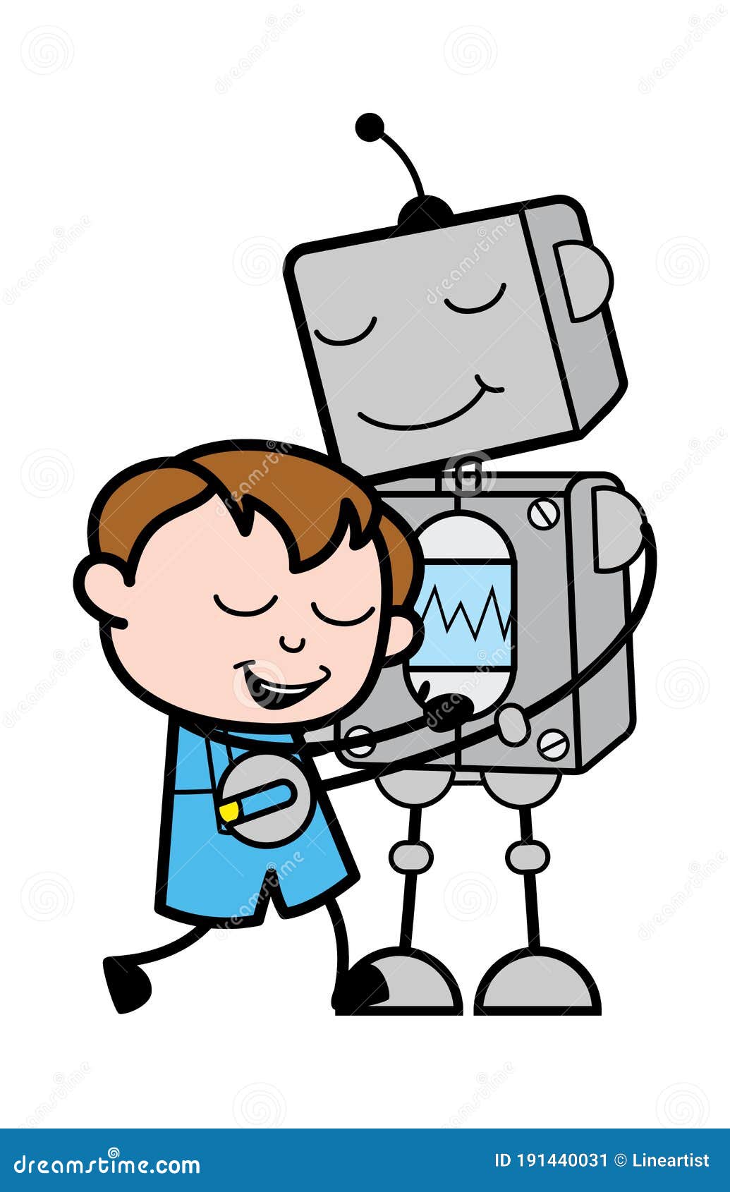 Cartoon Robot Giving a Hug stock illustration. Illustration of science ...