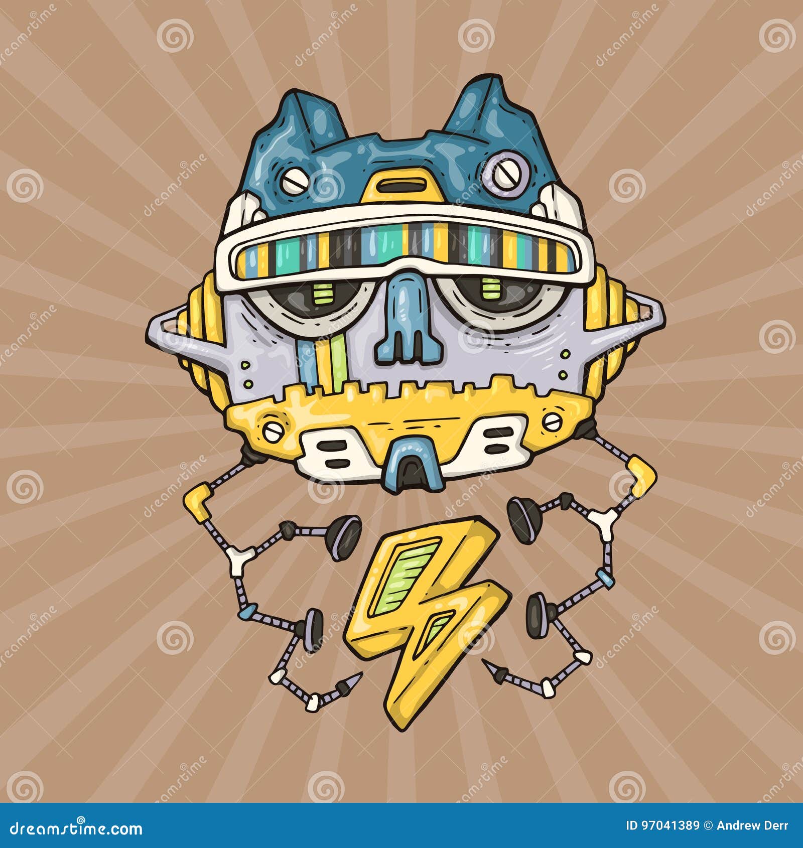 Cartoon robot head stock vector. Illustration of device - 97041389