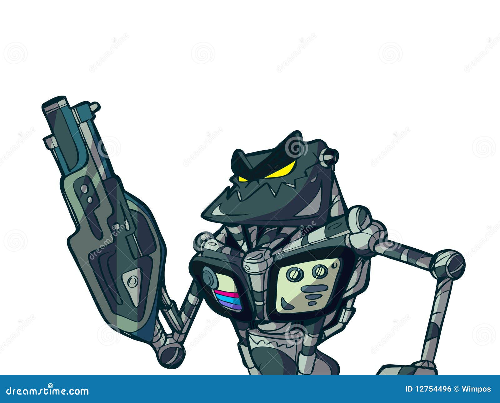 Cartoon Robot and Heavy Weapon Stock Illustration - Illustration of ...