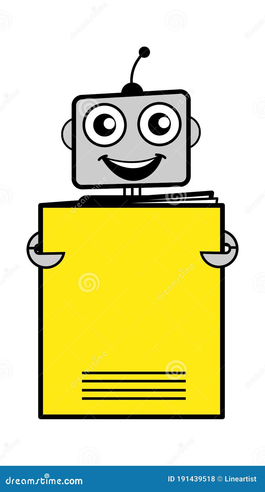 Cartoon Robot Holding a Paper Banner Stock Illustration - Illustration ...