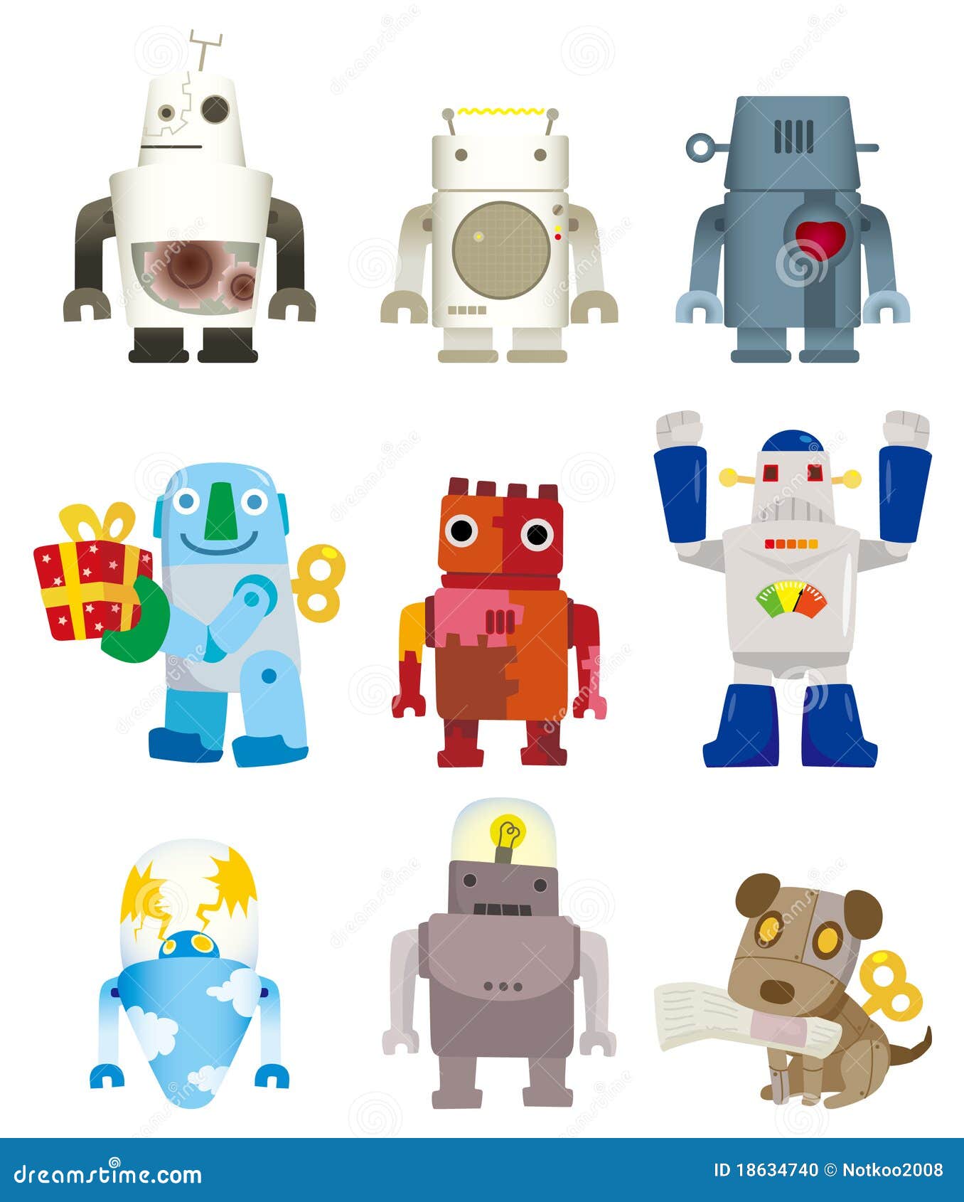 Cartoon robot icon stock vector. Illustration of antenna - 18634740
