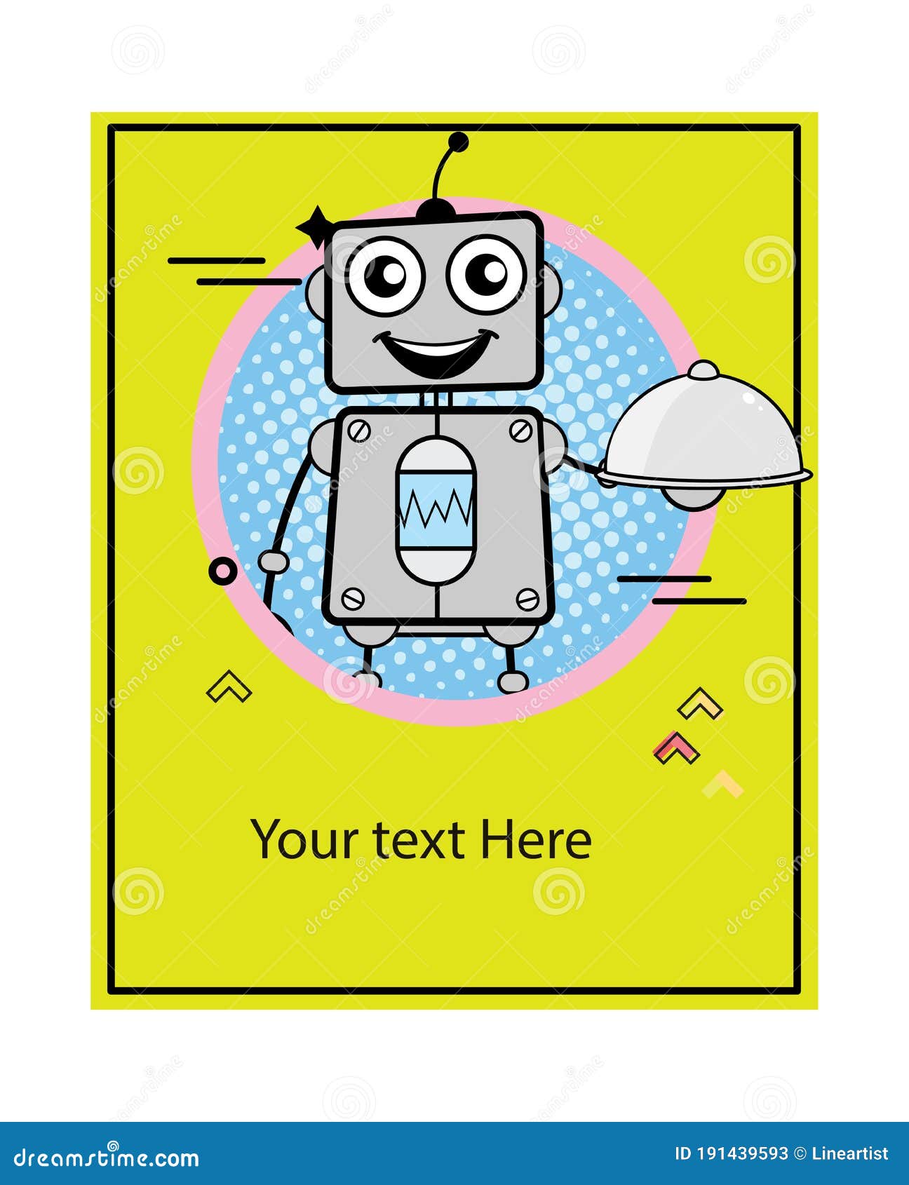 Cartoon Robot on Poster with Text Stock Illustration - Illustration of ...