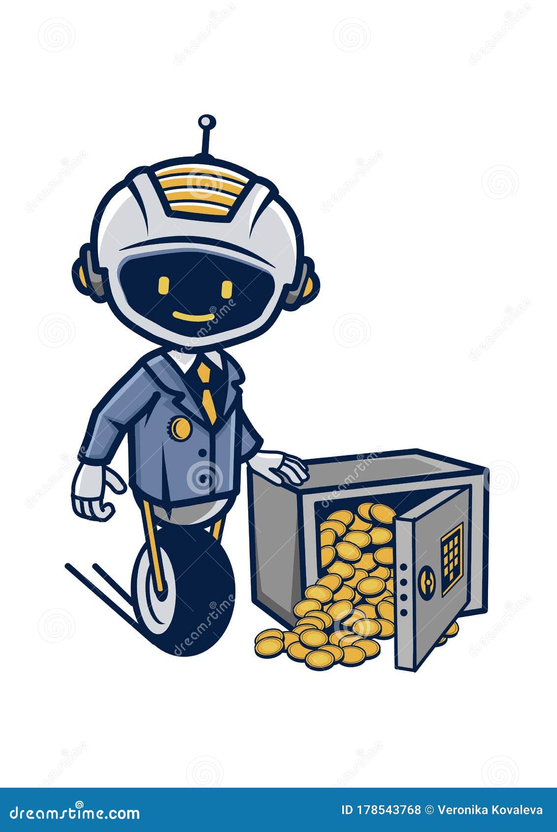 Cartoon robot with safe stock vector. Illustration of metal - 178543768