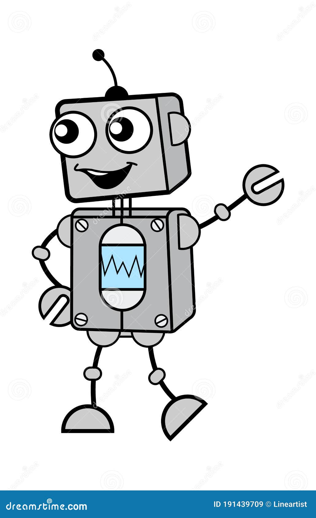 Cartoon Robot saying Hello stock illustration. Illustration of cartoon ...