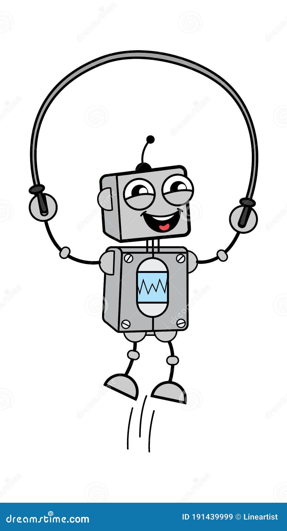 Cartoon Robot Skipping Rope Stock Illustration - Illustration of ...