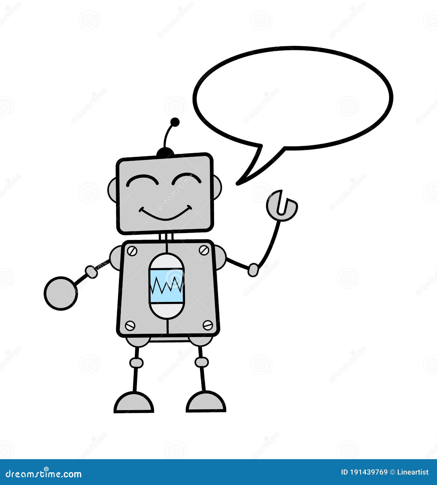 Cartoon Robot with Speech Bubbble Stock Illustration - Illustration of ...