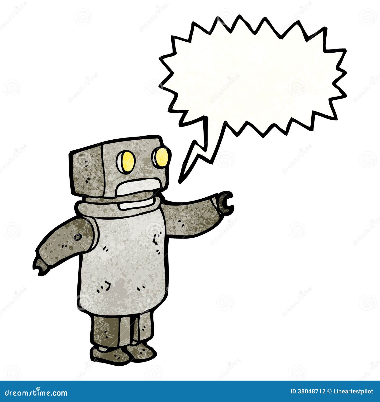 Cartoon Robot with Speech Bubble Stock Vector - Illustration of texture ...
