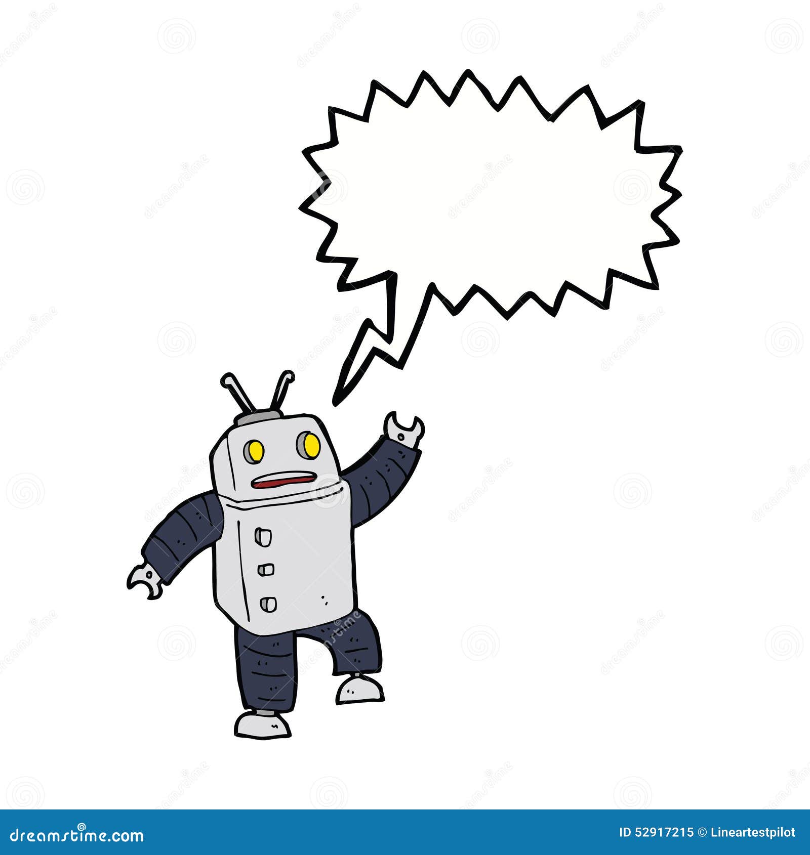 Cartoon Robot with Speech Bubble Stock Illustration - Illustration of ...